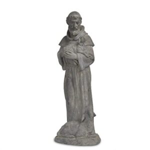 newman house studio vintage st francis garden statue – 15.2 inch resin patron of animal figurine saint francis sculpture with sheep for garden decor