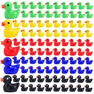 100 pcs mini resin duck, miniature tiny ducks micro fairy garden landscape aquarium dollhouse ornament for potted plants decoration, diy slime, home decorations, christmas accessories(5 colors)