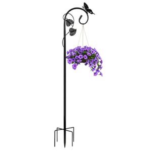 art elf shepherds hooks for outdoor bird feeder pole hanger 67 inches plant hooks with 5 prongs base stainless metal adjustable garden hanging holder for lanterns weddings decor butterfly black