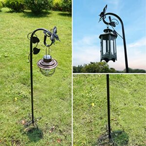 Art Elf Shepherds Hooks for Outdoor Bird Feeder Pole Hanger 67 Inches Plant Hooks with 5 Prongs Base Stainless Metal Adjustable Garden Hanging Holder for Lanterns Weddings Decor Butterfly Black