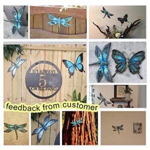 LIFFY Metal Dragonfly Wall Decor - Outdoor Wall Decor Garden Dragonfly Decor for Patio - Dragonfly Metal Wall Art for Living Room, Bedroom, Dragonfly Gifts(14inch, Metal&Glass)