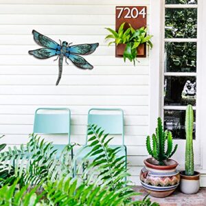 LIFFY Metal Dragonfly Wall Decor - Outdoor Wall Decor Garden Dragonfly Decor for Patio - Dragonfly Metal Wall Art for Living Room, Bedroom, Dragonfly Gifts(14inch, Metal&Glass)