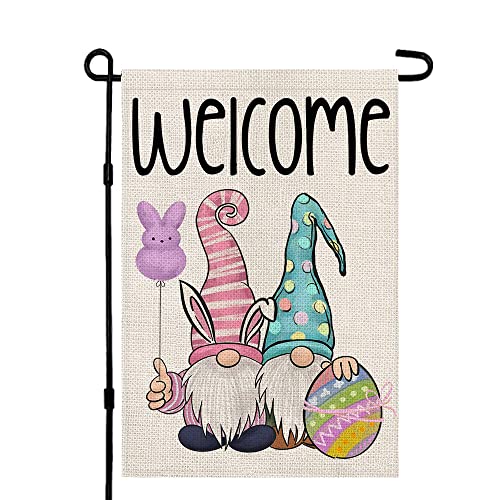 CROWNED BEAUTY Easter Garden Flag 12×18 Inch Double Sided Small Welcome Gnomes Egg Outside Vertical Holiday Yard Flag