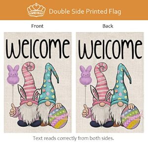 CROWNED BEAUTY Easter Garden Flag 12×18 Inch Double Sided Small Welcome Gnomes Egg Outside Vertical Holiday Yard Flag