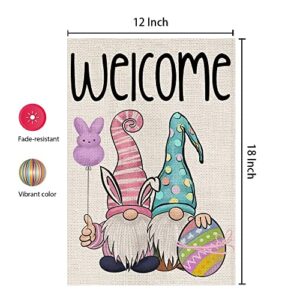 CROWNED BEAUTY Easter Garden Flag 12×18 Inch Double Sided Small Welcome Gnomes Egg Outside Vertical Holiday Yard Flag