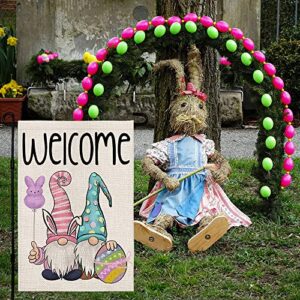 CROWNED BEAUTY Easter Garden Flag 12×18 Inch Double Sided Small Welcome Gnomes Egg Outside Vertical Holiday Yard Flag