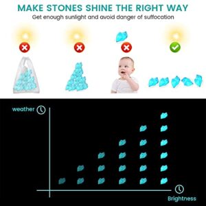 Tnjskce 300 Pcs Glowing Rocks, Glow in The Dark Rocks for Outdoor Decor Garden Lawn Yard, Aquarium, Fish Tank, Pathway, Luminous Pebbles Powered by Light or Solar-Recharge Repeatedly (Blue, 300 Pcs)