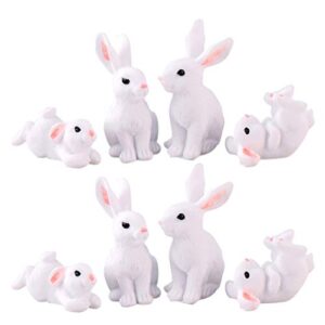 amosfun miniature resin rabbit figurines fairy garde miniature ornament moss landscape diy crafts plant pots figurine for garden easter decor 12pcs (random style)