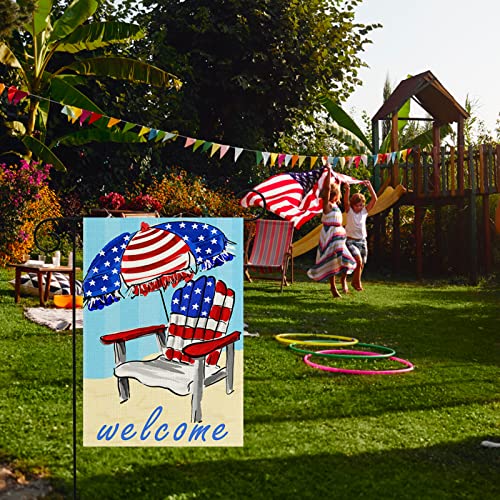 WORGATE Garden Flags for Independence Day, Small Yard Flag for Holiday Outdoor Decorations, Summer Yard Banners for Outside, Funny, Welcome, Double Sided,12 X 18 Inch (Welcome)