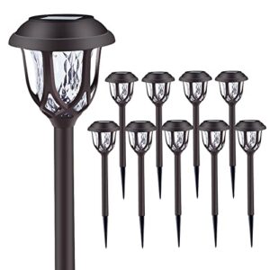 starginz solar lights outdoor decorative,10 packs solar pathway lights,powered landscape lighting,waterproof solar powered garden yard lights for walkway sidewalk driveway-warm white