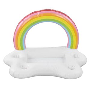 rvsky household garden products inflatable rainbow drink holder floating beverage salad fruit serving bar pool float tool