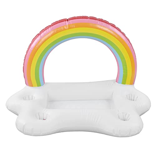 RvSky Household Garden Products Inflatable Rainbow Drink Holder Floating Beverage Salad Fruit Serving Bar Pool Float Tool