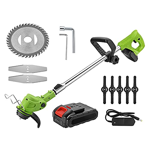 Brush Cutter Cordless Grass Trimmer,Pokytcox 24 V Lawn Trimmer Garden Tools for Weed-Whacking