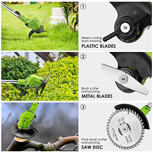 Brush Cutter Cordless Grass Trimmer,Pokytcox 24 V Lawn Trimmer Garden Tools for Weed-Whacking