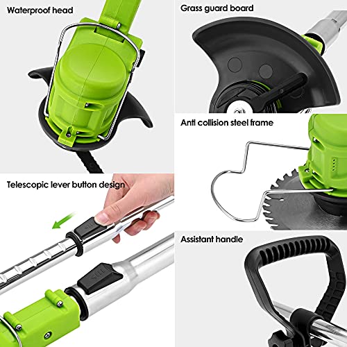 Brush Cutter Cordless Grass Trimmer,Pokytcox 24 V Lawn Trimmer Garden Tools for Weed-Whacking