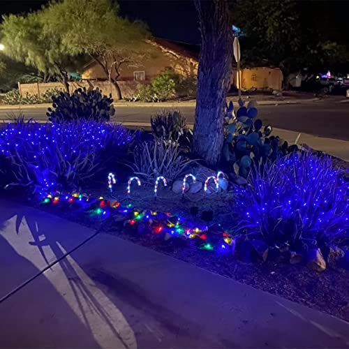 QITONG 2 Pack Solar String Lights Outdoor Waterproof, Each 33ft 100 LED Solar Christmas Lights Blue, 8 Modes Green Wire Solar Tree Lights for Xmas Party Garden