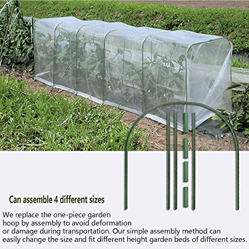 NZXVSE 6pcs Garden Hoops for Row Cover, 34.6x36 Inch Greenhouse Frame Tunnel Hoop, Steel Rust-Free Grow with Plastic Coated Support Frame, Dia 11mm Green