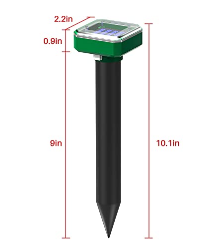 8 Pack Solar Mole Repellent Waterproof Ultrasonic Gopher Repellent Outdoor Animal Repeller Stakes Sonic Rodent Deterrent Vole Chaser for Patio Garden Farm Lawn