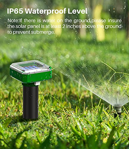 8 Pack Solar Mole Repellent Waterproof Ultrasonic Gopher Repellent Outdoor Animal Repeller Stakes Sonic Rodent Deterrent Vole Chaser for Patio Garden Farm Lawn