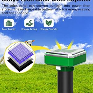 8 Pack Solar Mole Repellent Waterproof Ultrasonic Gopher Repellent Outdoor Animal Repeller Stakes Sonic Rodent Deterrent Vole Chaser for Patio Garden Farm Lawn