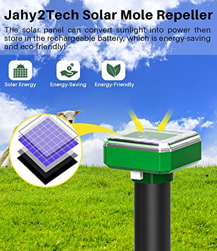 8 Pack Solar Mole Repellent Waterproof Ultrasonic Gopher Repellent Outdoor Animal Repeller Stakes Sonic Rodent Deterrent Vole Chaser for Patio Garden Farm Lawn