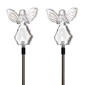 g&j online trading solar powered angel w/star garden stake landscape color change lights (set of 2)