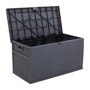 incbruce outdoor storage box 120 gallon patio deck box with handles, patio storage waterproof deck boxes garden resin deck storage container lockable storage box (grey)