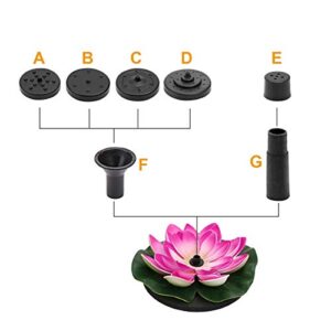 Flantor Solar Power Pump,Water Lily Bird Bath Fountain, Artificial Floating Lotus Flowers Brushless Pumps for Fish Pond Garden Patio Aquarium and Outdoor Pool Decor