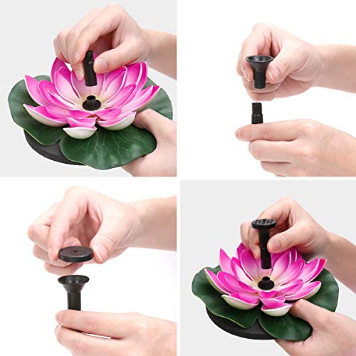 Flantor Solar Power Pump,Water Lily Bird Bath Fountain, Artificial Floating Lotus Flowers Brushless Pumps for Fish Pond Garden Patio Aquarium and Outdoor Pool Decor