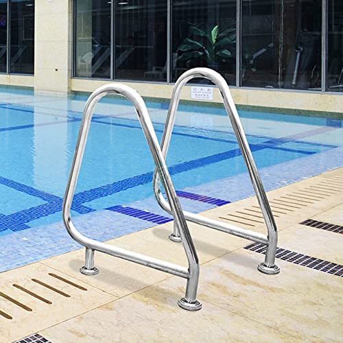 BTZHY Swimming Pool Handrails Easy-to-Install Hand Rail 304 Stainless Steel Reinforced Base Stair Railing for Garden Backyard Pools