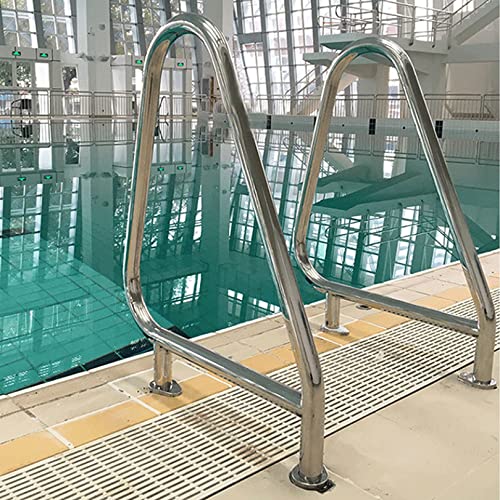 BTZHY Swimming Pool Handrails Easy-to-Install Hand Rail 304 Stainless Steel Reinforced Base Stair Railing for Garden Backyard Pools