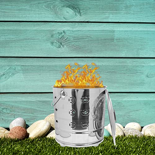 Happyyami Firepit Stainless Steel Metal Burn Incinerator Cage Fire Pit Garden Fire Cage Leaf Trash Burning Barrels for Outside Outdoor Fire Pits Outdoor Fire Pits