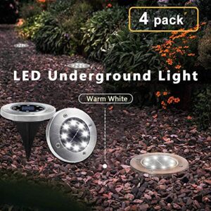 solar garden ground lights outdoor diamond stake lights landscape lighting stainless steel pathway lights for walkway patio yard lawn driveway flowerbed courtyard decoration 8 led white light 4 packs