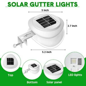 12 Pieces Solar Gutter Solar Lights Outdoor 9 LED Waterproof Gutter Solar Lighting Deck Fence Sun Power Lamps White Light for Garden Backyard Pathway Roof Yard Utility Patio Wall (White)