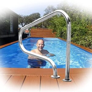 Sturdy Pool Safety Handrails Pool Handrails Swimming Pool Handrails Easy-to-Install Handrails 304 Stainless Steel Reinforced Base Spas Stair Handrails for Garden Backyard Pools