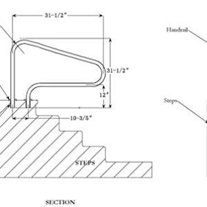 Sturdy Pool Safety Handrails Pool Handrails Swimming Pool Handrails Easy-to-Install Handrails 304 Stainless Steel Reinforced Base Spas Stair Handrails for Garden Backyard Pools