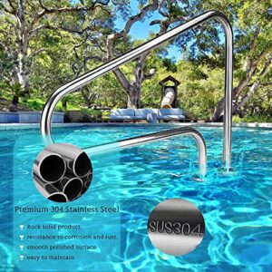 Sturdy Pool Safety Handrails Pool Handrails Swimming Pool Handrails Easy-to-Install Handrails 304 Stainless Steel Reinforced Base Spas Stair Handrails for Garden Backyard Pools