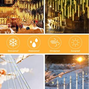 EAGWELL Outdoor Shower Lights, Warm White Meteor Shower Lights 50cm 10 Tube 540 LEDs Falling Rain Lights, Waterproof Meteor String Lights for Garden Yard Porch Wedding Party Christmas Tree Decor