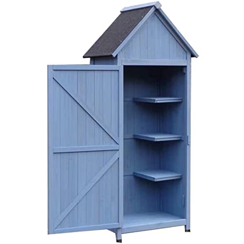 Outdoor Storage Shed, Wooden Garden House Tool Box Farm Implement Storage Room Sundries Storage Cabinet with Workstation and Waterproof Asphalt Roof,E