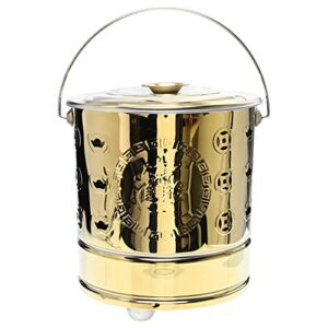 doitool fire pit stainless steel burn barrel money incinerator bucket fire pit metal garden fire cage for backyard garden paper leaf trash wood with lid metal ice bucket