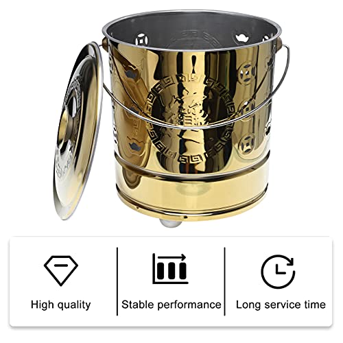 DOITOOL Fire Pit Stainless Steel Burn Barrel Money Incinerator Bucket Fire Pit Metal Garden Fire Cage for Backyard Garden Paper Leaf Trash Wood with Lid Metal Ice Bucket