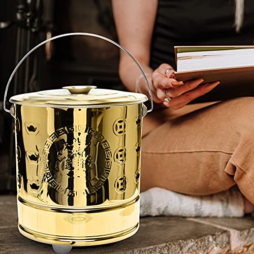 DOITOOL Fire Pit Stainless Steel Burn Barrel Money Incinerator Bucket Fire Pit Metal Garden Fire Cage for Backyard Garden Paper Leaf Trash Wood with Lid Metal Ice Bucket