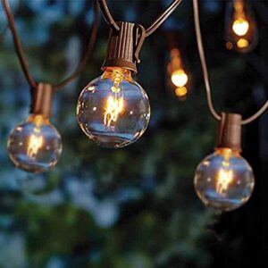 GOOTHY Outdoor String Lights, 25FT Hanging Patio Lights String with 27 G40 Clear Globe Bulbs (2 Spare), Connectable Globe String Lights for Indoor Outdoor Garden Commercial Decor, C7/E12 Base - Brown