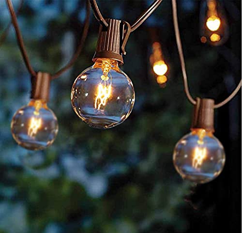 GOOTHY Outdoor String Lights, 25FT Hanging Patio Lights String with 27 G40 Clear Globe Bulbs (2 Spare), Connectable Globe String Lights for Indoor Outdoor Garden Commercial Decor, C7/E12 Base - Brown