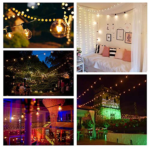 GOOTHY Outdoor String Lights, 25FT Hanging Patio Lights String with 27 G40 Clear Globe Bulbs (2 Spare), Connectable Globe String Lights for Indoor Outdoor Garden Commercial Decor, C7/E12 Base - Brown