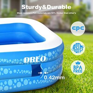 Hesung Inflatable Swimming Pool, 95" X 56"X 21" Family Kiddie Pool for Toddlers, Infant, Adult, Full-Sized Inflatable Blow Up Pool for Ages 3+, Outdoor, Garden, Backyard, Summer Swim Center, Navy Blue