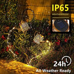 Solar Watering Can Lights, 2 Pack Solar Lanterns Outdoor Hanging Waterproof Metal Yard Art Lights Decor for Patio, Garden, Pathway, Flowerbed, Outdoor Gardening Gifts - 8 Modes (Watering Can Lights)