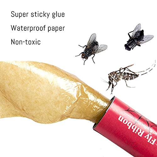 Dwcom 20 Packs Fly Tape, Fly Strips, Fly Paper Strips Roll Ribbon, Sticky Fly Traps Hanging Catcher Gnat Fungus Trap Killer for Indoors Outdoors