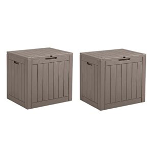 devoko 31 gallon lightweight resin deck box waterproof lockable storage container for patio furniture accessories and indoor outdoor toys/ 2 pieces