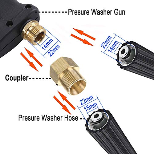 SZSXHX S400 Foam Cannon Gun 3000 PSI High Pressure Washer Foam Wash Gun Car Washer Gun With 7 Nozzles 1 M22 Adapter 1 Coral glove